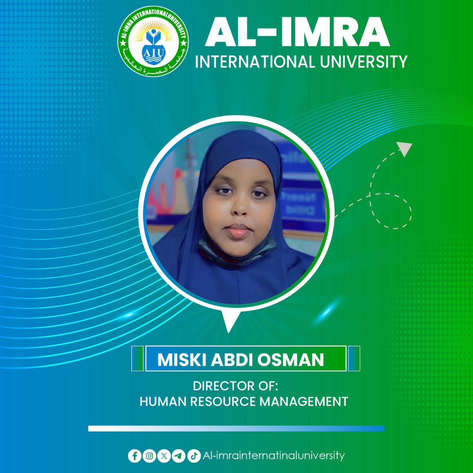Al-Imra International University is pleased to announce the appointment ...